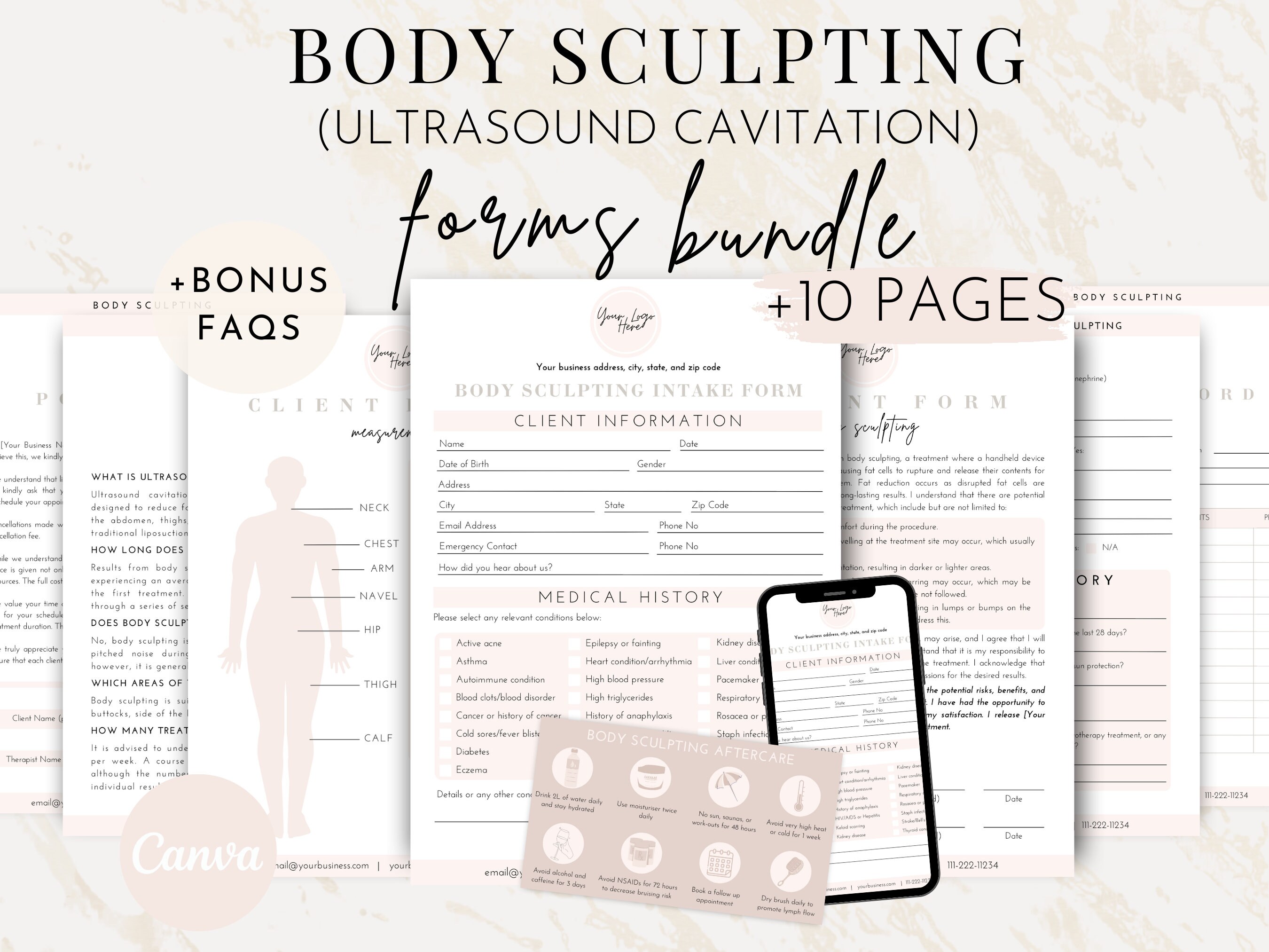 Editable Body Sculpting Ultrasound Cavitation Consent Intake Forms ...