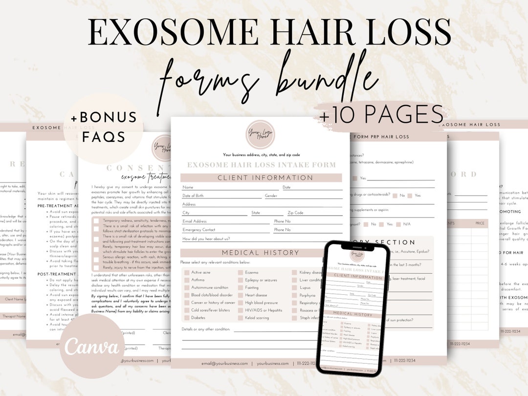 Editable Exosome Hair Restoration Consent Forms, Exosome Hair Loss ...