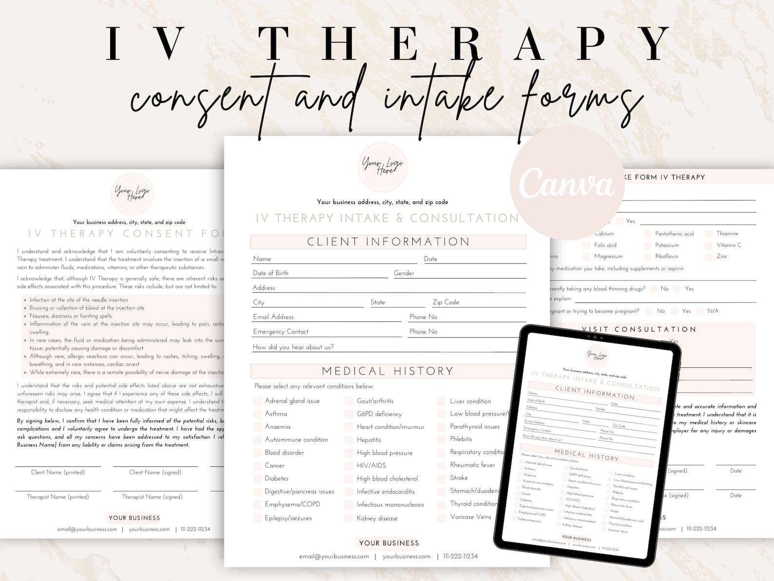 IV Therapy Consent Form, Intravenous Therapy Client Forms, Iv Infusion ...
