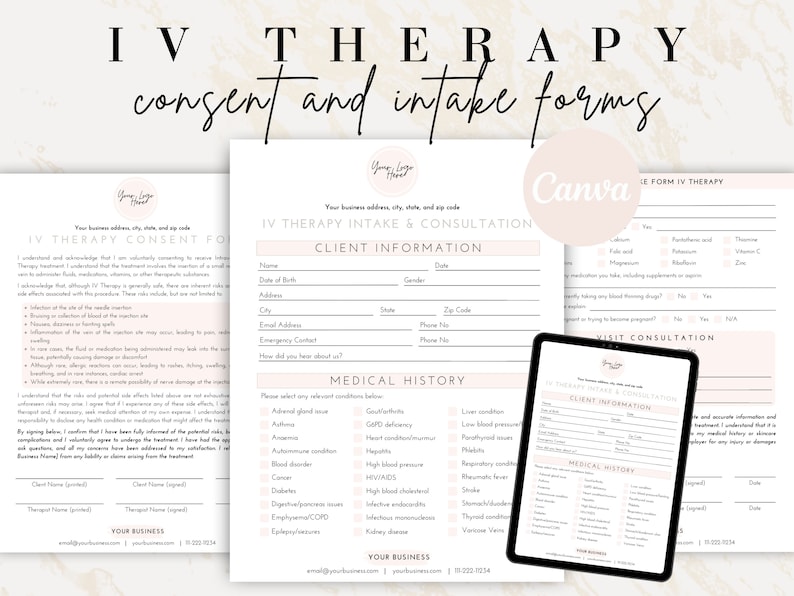 IV Therapy Consent Form, Intravenous Therapy Client Forms, Iv Infusion ...