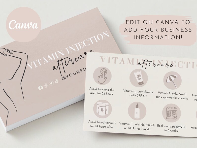 Vitamin C D3 B12 Injection Aftercare Cards, Digital Textable Vit C, Vit ...