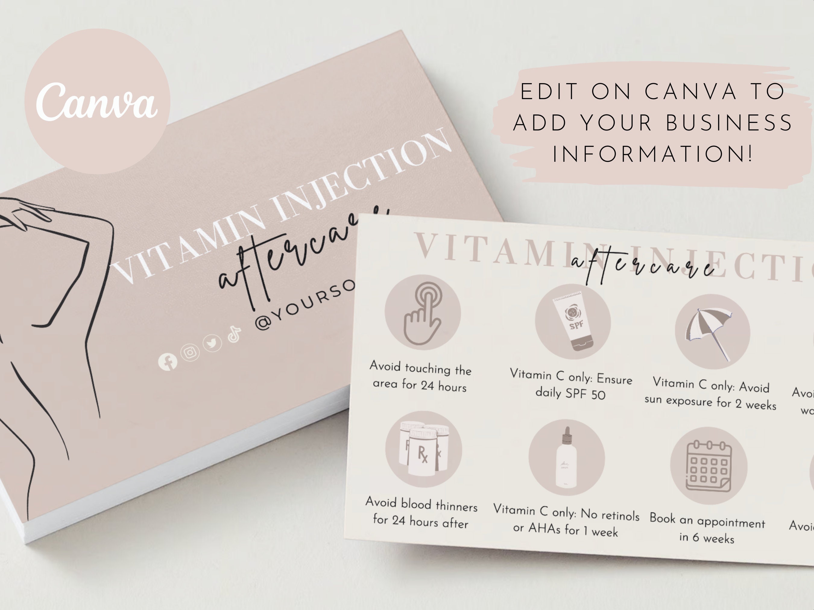 Vitamin C D3 B12 Injection Aftercare Cards, Digital Textable Vit C, Vit ...