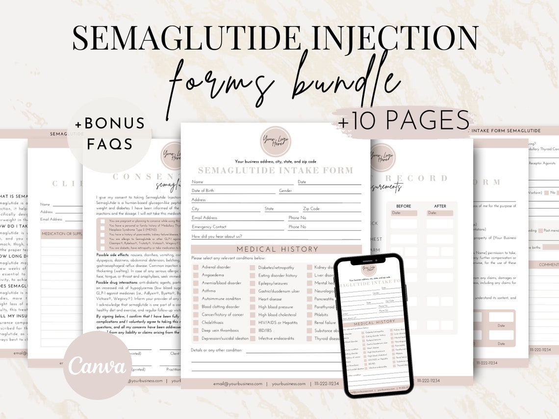 Editable Semaglutide Bundle Forms Template, Weight Loss Business ...