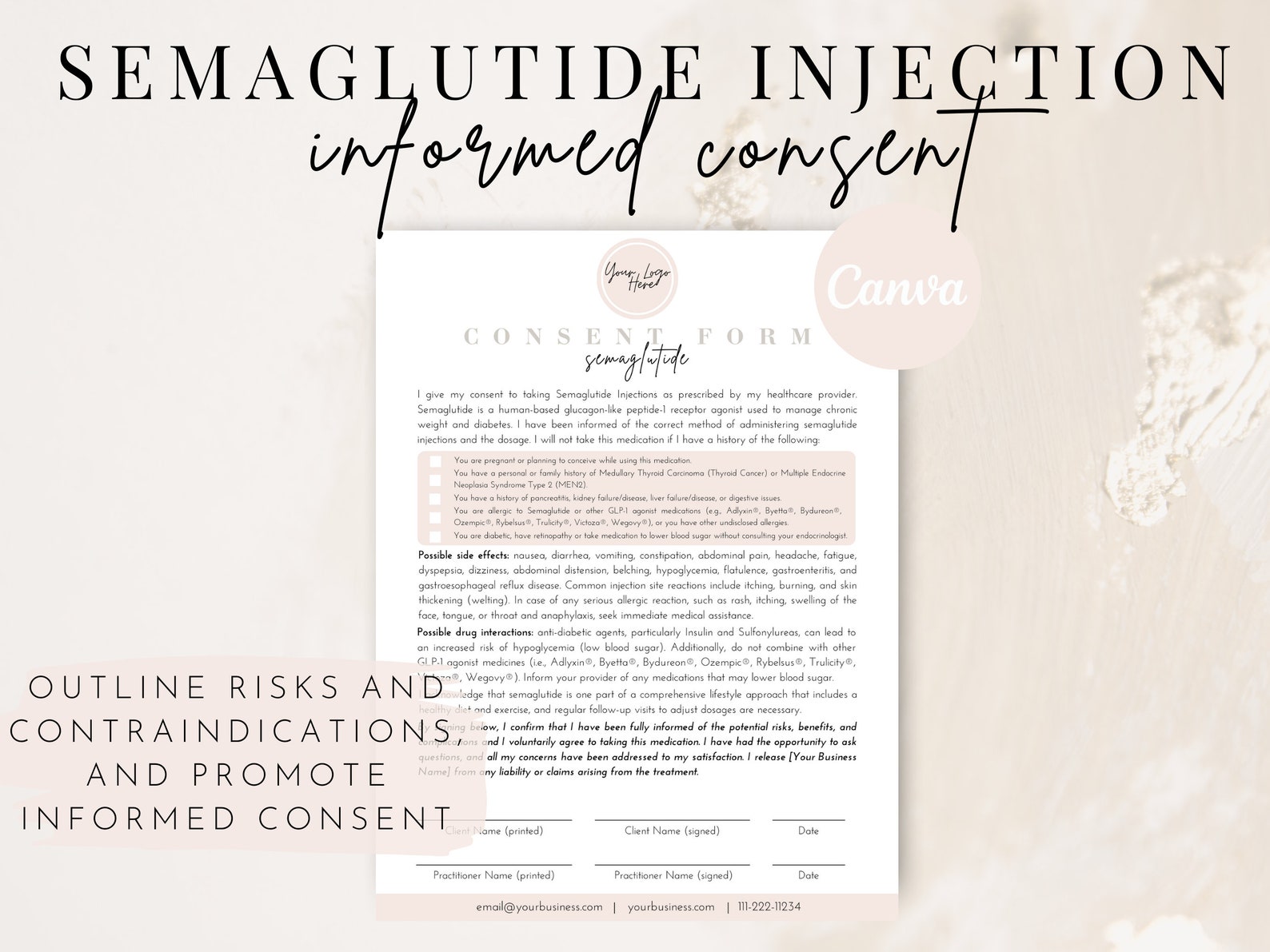 Editable Semaglutide Bundle Forms, Weight Loss Injection Consent ...