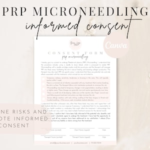Editable PRP Microneedling Consent Consultation Forms Bundle, Platelet ...