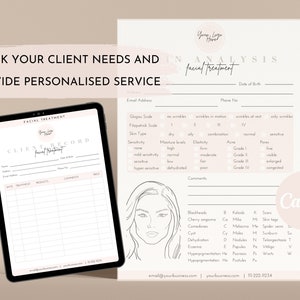 Editable Facial Skin Analysis Form, Esthetician Forms Face Mapping ...