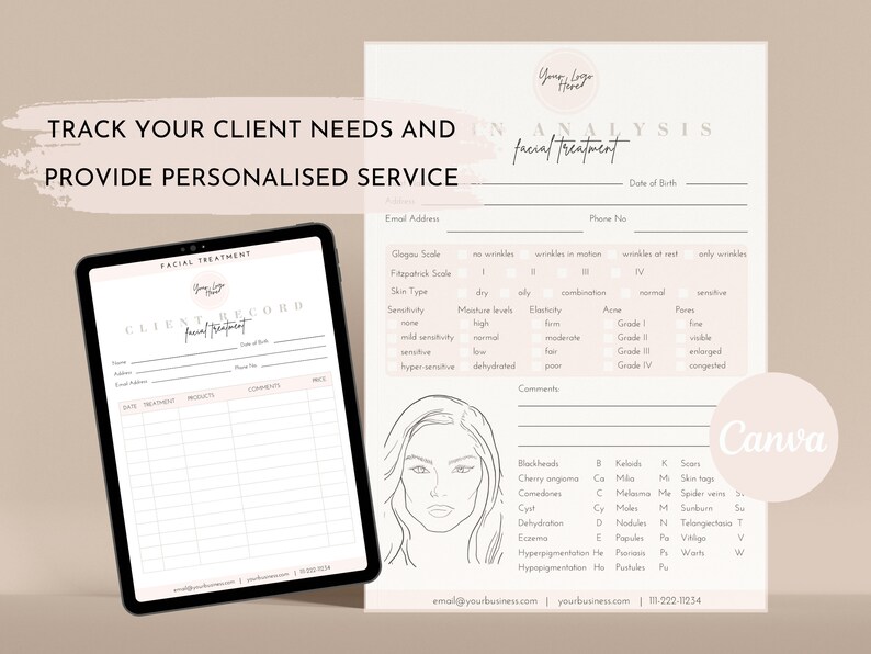 Editable Facial Skin Analysis Form, Esthetician Forms Face Mapping ...