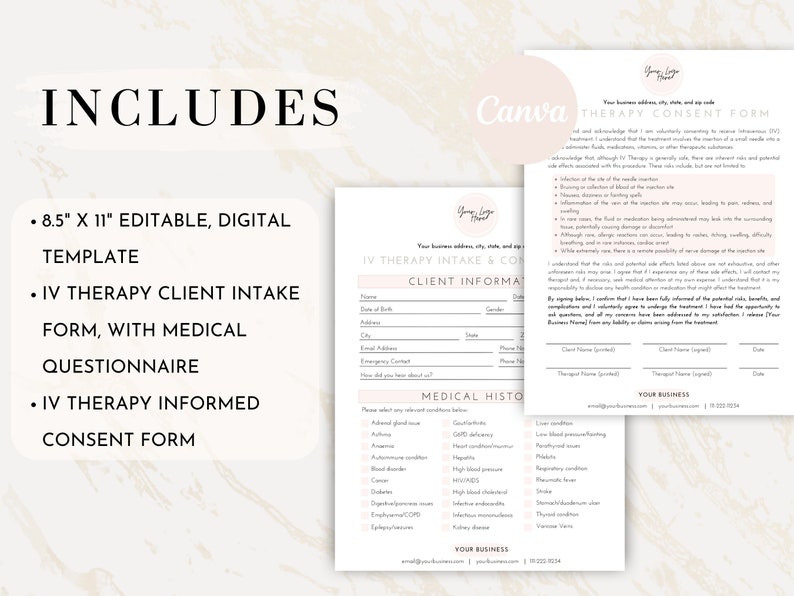 IV Therapy Consent Form, Intravenous Therapy Client Forms, Iv Infusion ...