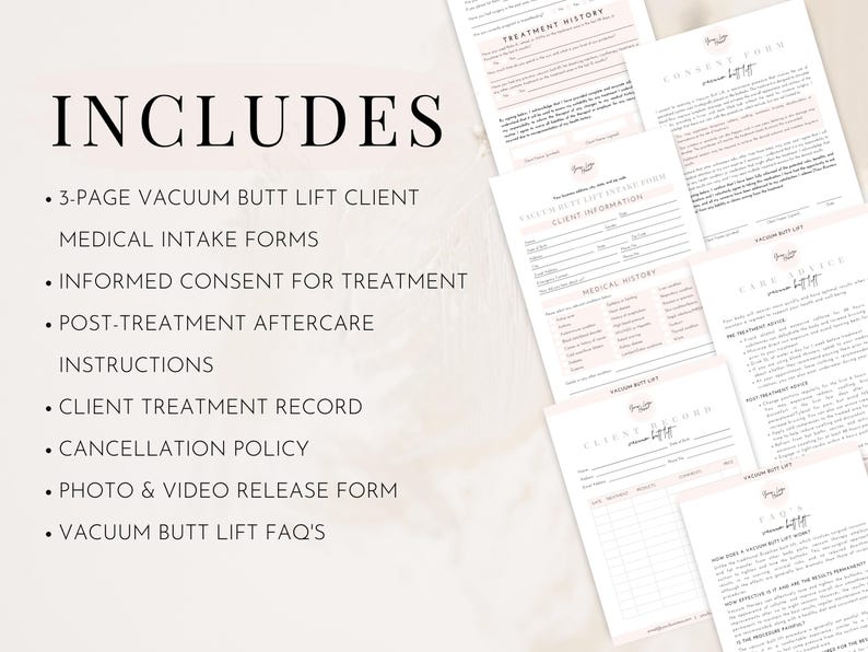 Editable Vacuum Butt Lift Therapy Consent Forms, Printable Vacuum ...