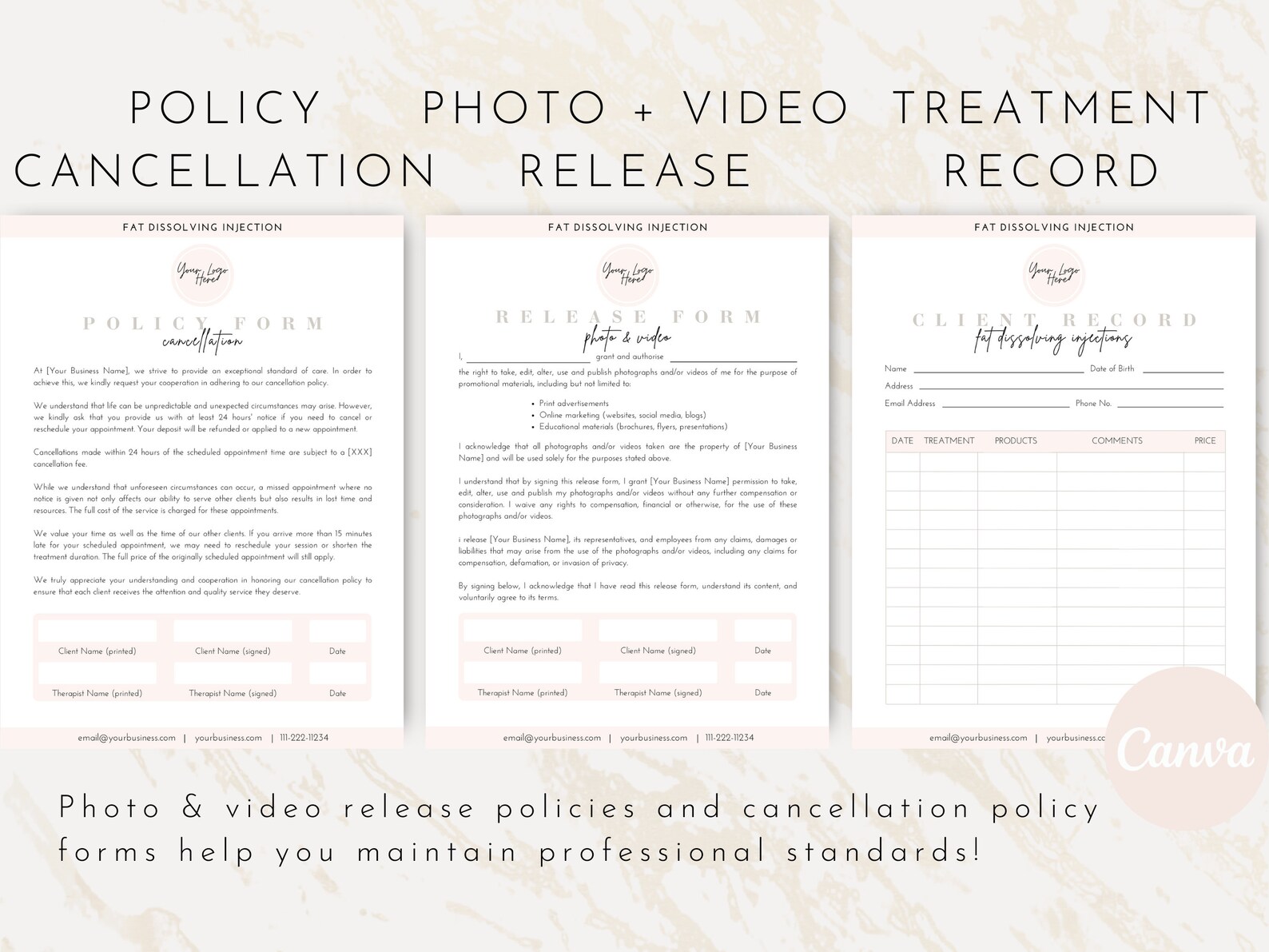 Fat Dissolving Injections Business Form, Fat Dissolving Consent Forms ...