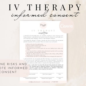 IV Therapy Consent Intake Forms Bundle, Intravenous Therapy Client ...