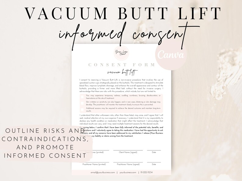 Editable Vacuum Butt Lift Therapy Consent Forms, Printable Vacuum ...