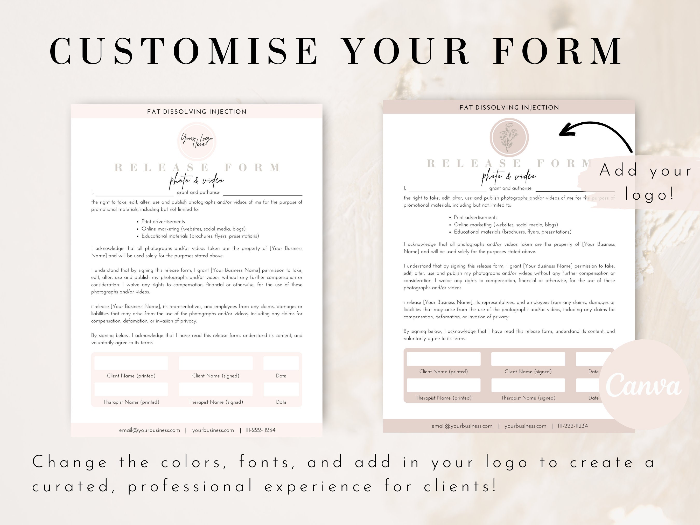 Chemical Peel Consent Forms, Editable Esthetician Template, Chemical ...