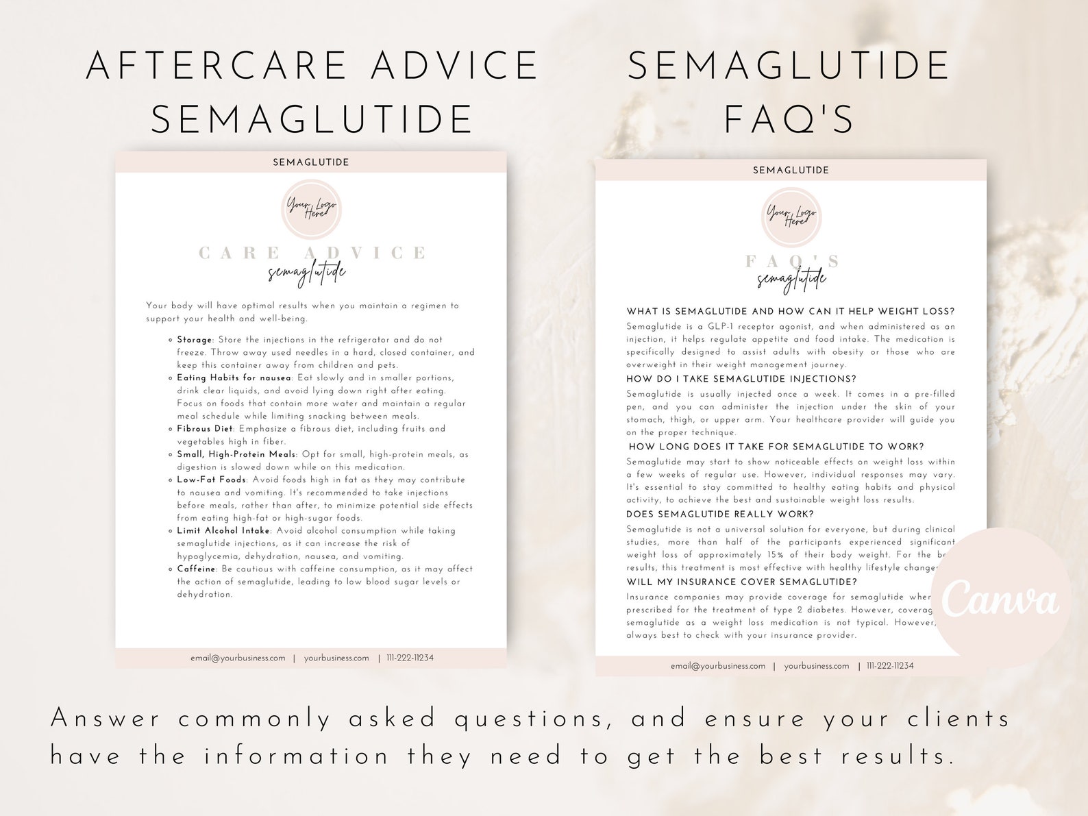 Editable Semaglutide Bundle Forms, Weight Loss Injection Consent ...