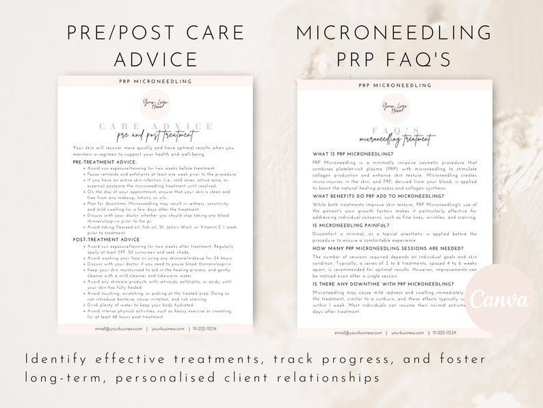 Editable PRP Microneedling Consent Consultation Forms Bundle, Platelet ...