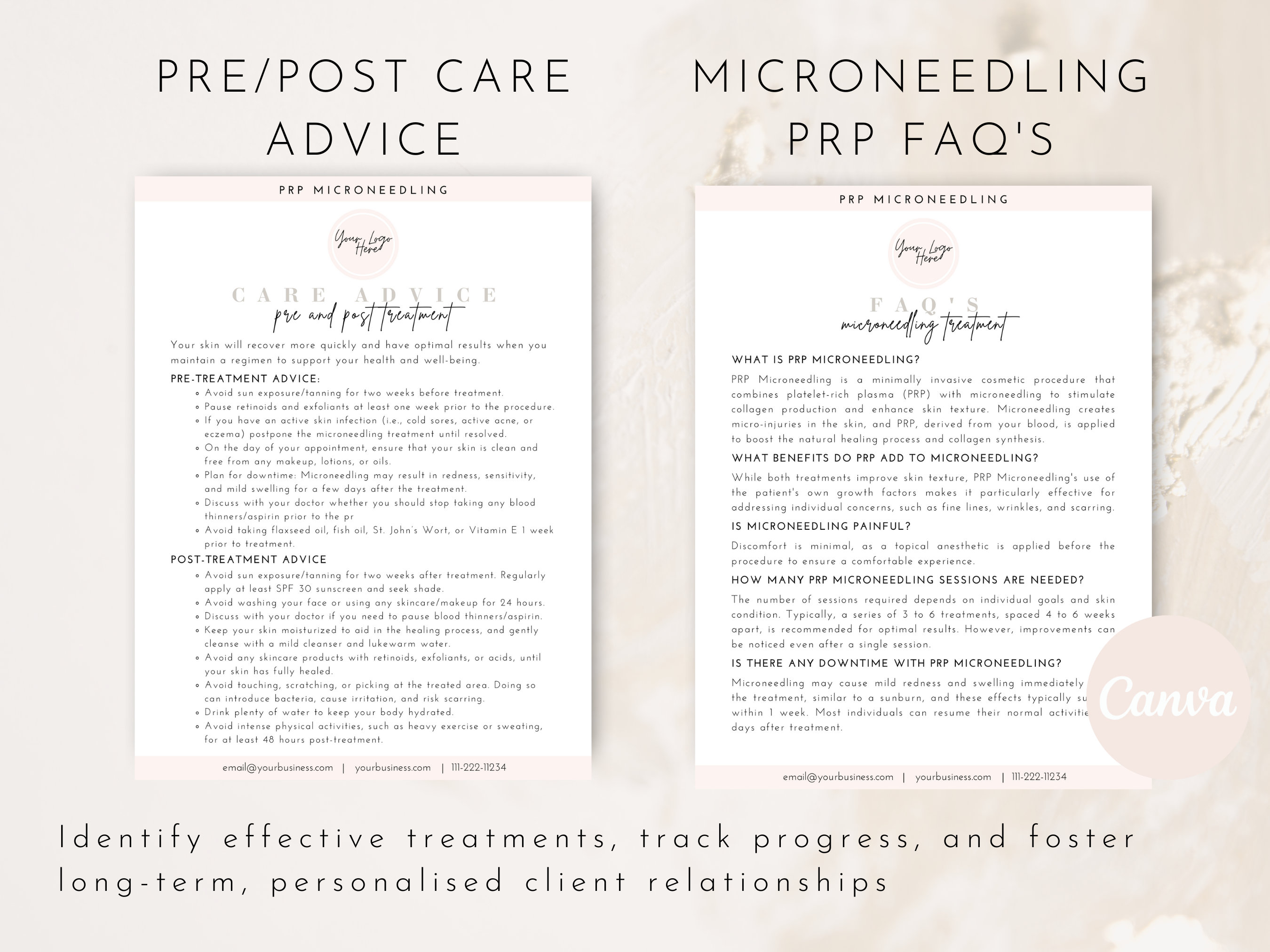 Editable PRP Microneedling Consent Consultation Forms Bundle, Platelet ...