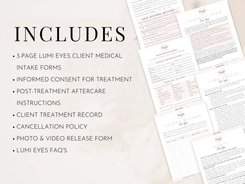 Lumi Eyes Consent Intake Form Bundle, Editable Mesotherapy Lumi Eyes ...