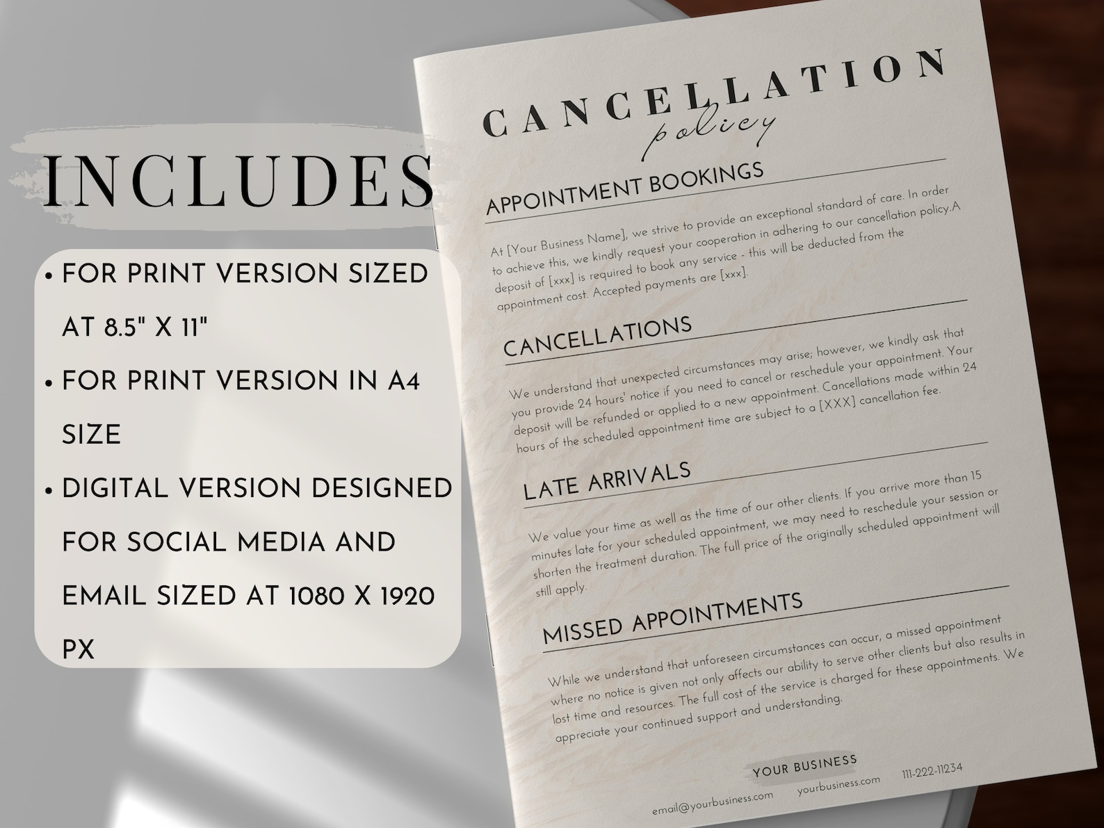 Editable Cancellation Policy Form, Printable Esthetician Templates ...