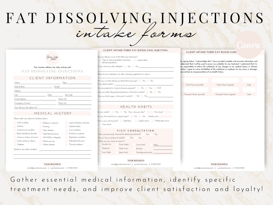 Fat Dissolving Injections Business Form, Fat Dissolving Consent Forms ...