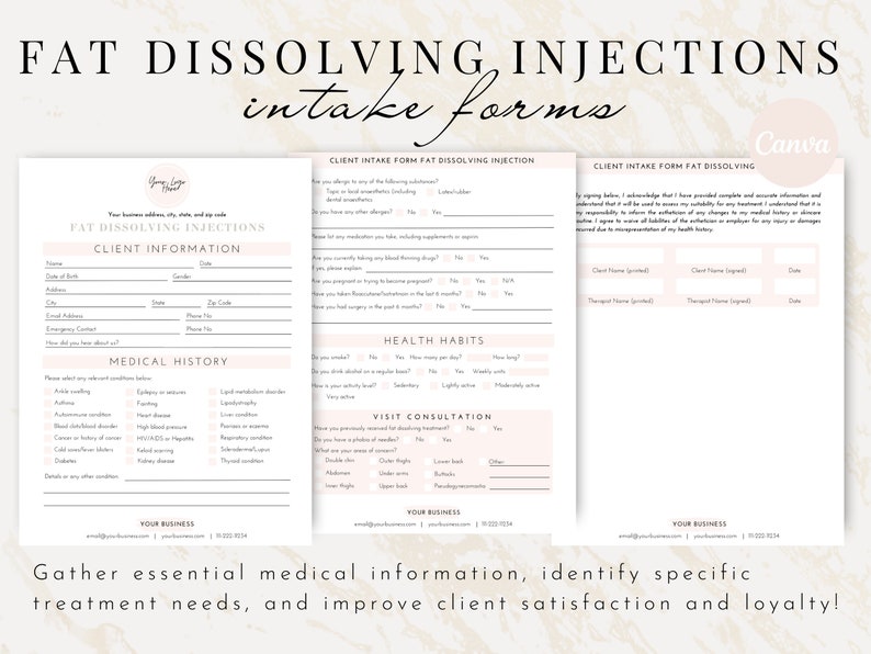 Fat Dissolving Injections Business Form, Fat Dissolving Consent Forms ...