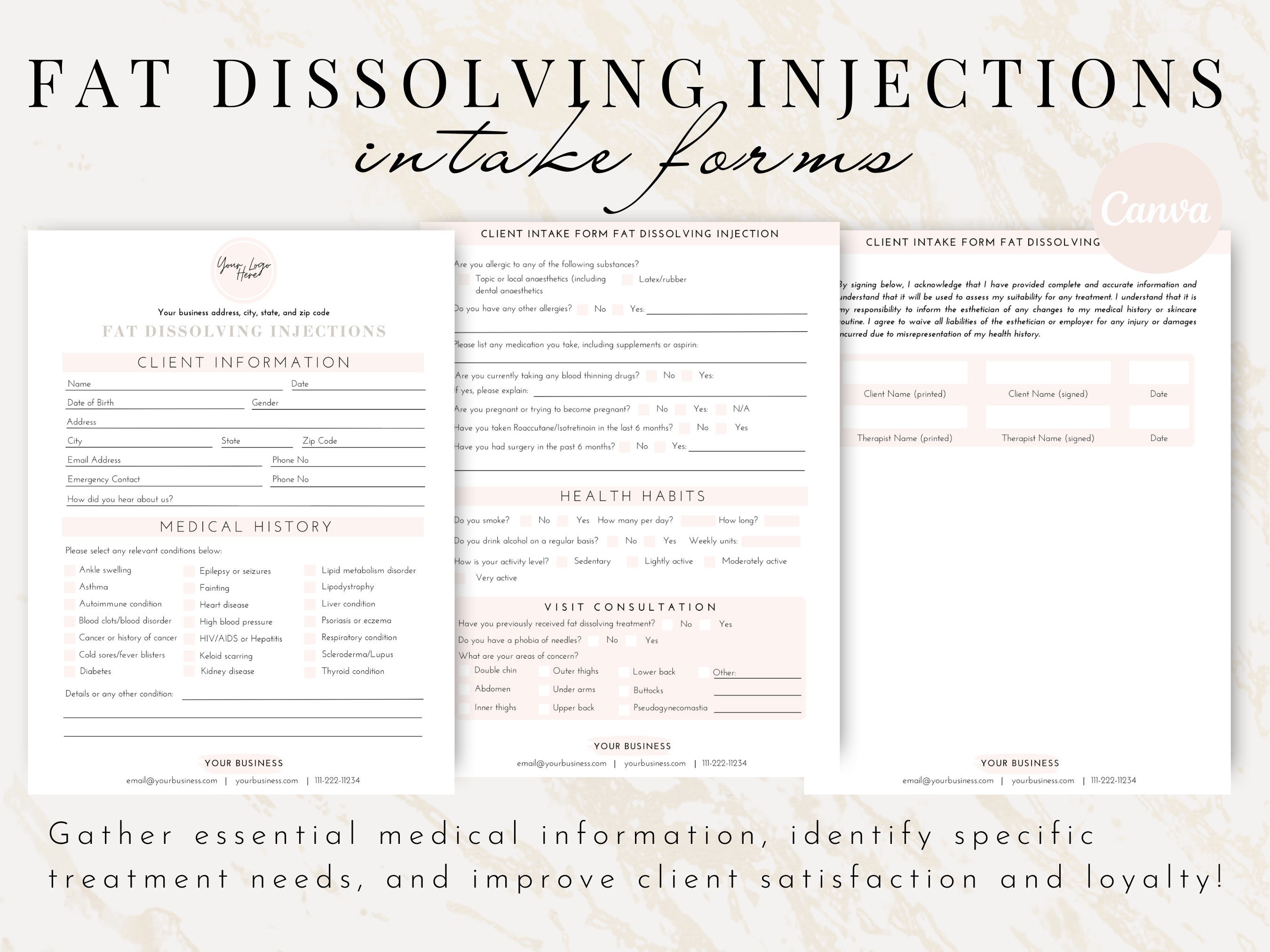 Fat Dissolving Injections Business Form Fat Dissolving - Etsy