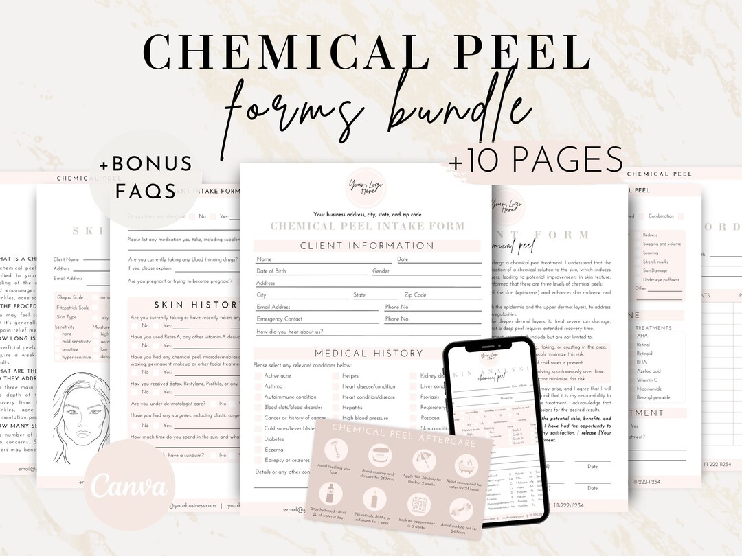 Chemical Peel Consent Forms, Editable Esthetician Template, Chemical ...