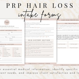 Editable PRP Injection Hair Loss Consent Intake Forms, Platelet Rich ...