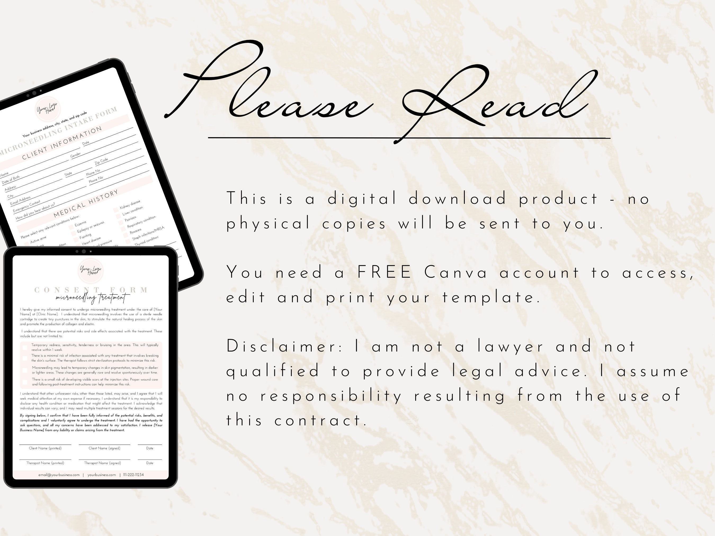 Editable Microneedling Forms Bundle, Microneedling Consent and ...