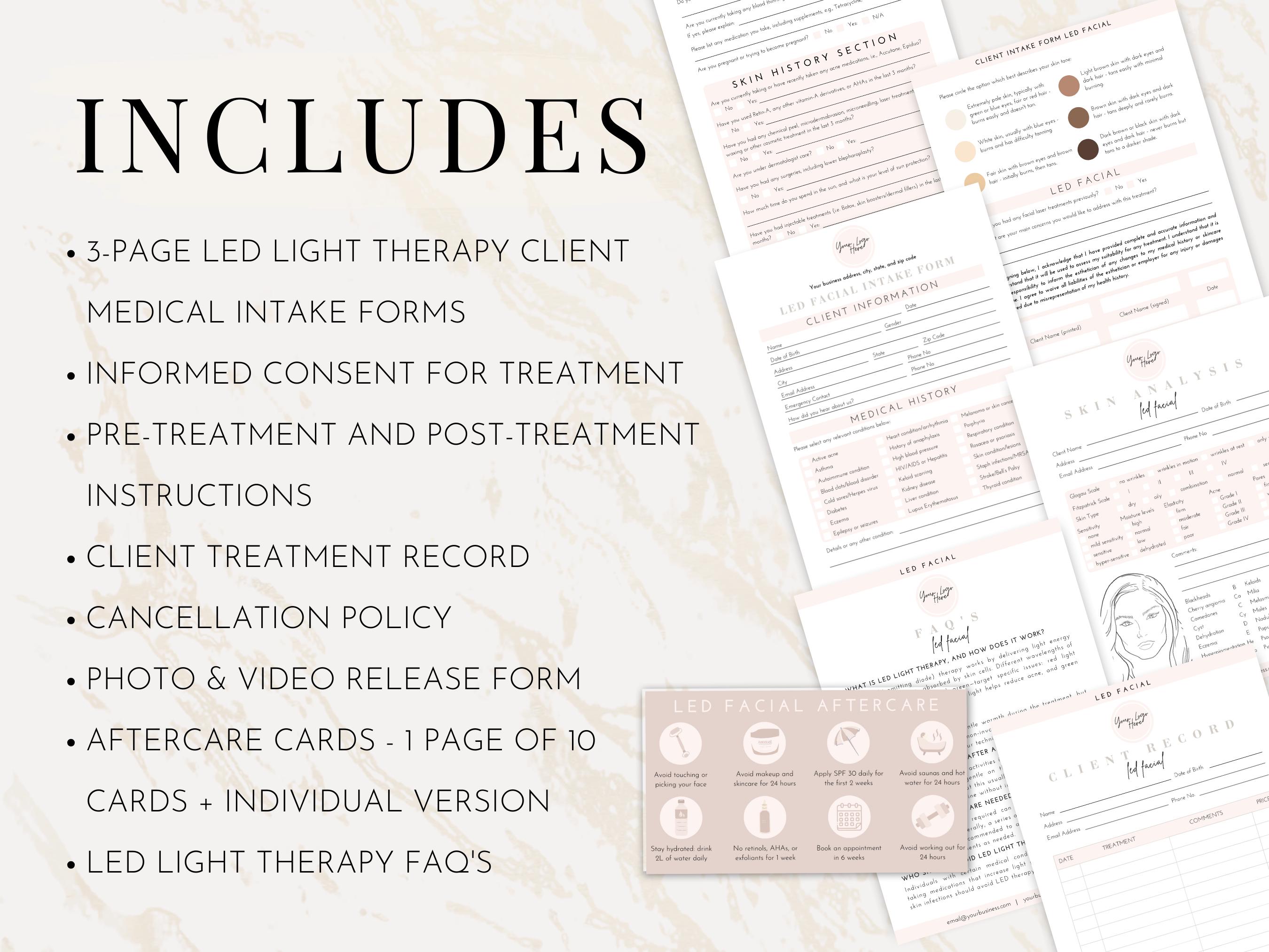 Editable LED Red Light Therapy Consent Forms, Printable Light Emitting ...