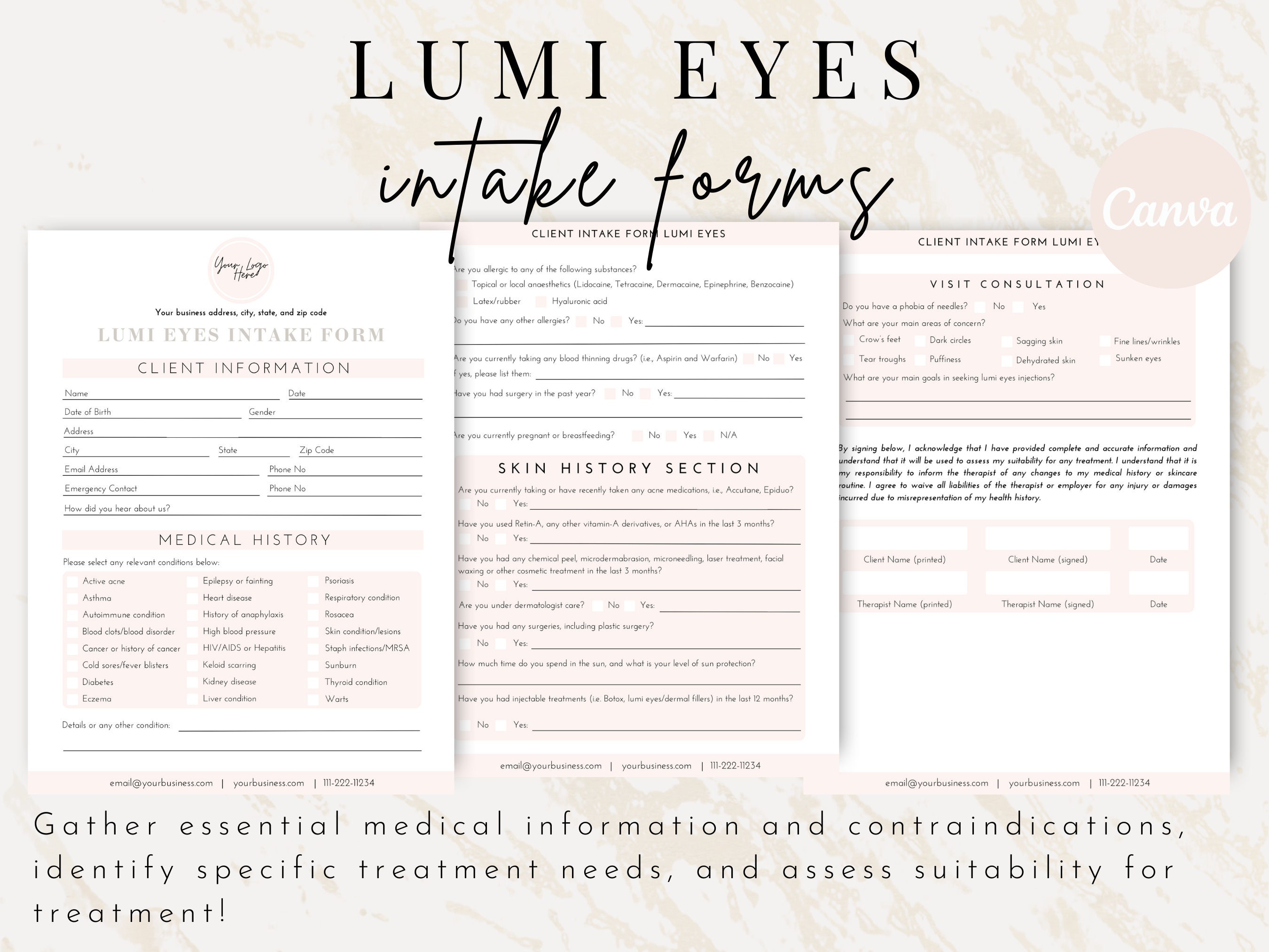 Lumi Eyes Consent Intake Form Bundle, Editable Mesotherapy Lumi Eyes ...