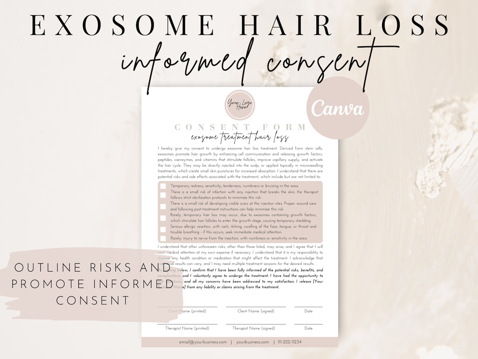 Editable Exosome Hair Restoration Consent Forms, Exosome Hair Loss ...