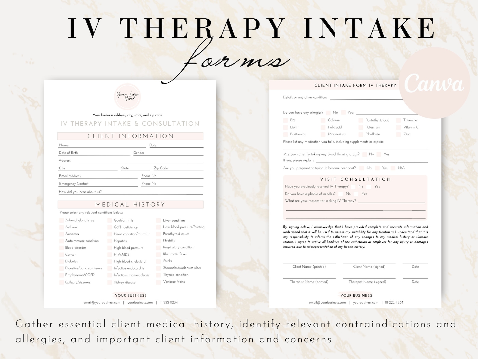 IV Therapy Consent Form, Intravenous Therapy Client Forms, Iv Infusion ...