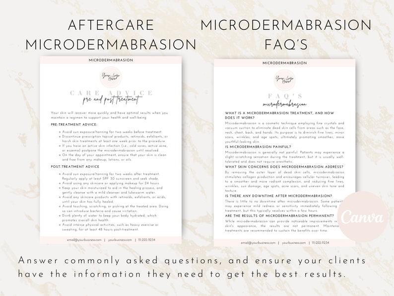 Editable Microdermabrasion Consent Intake Form Bundle, Printable Facial Microdermabrasion ...