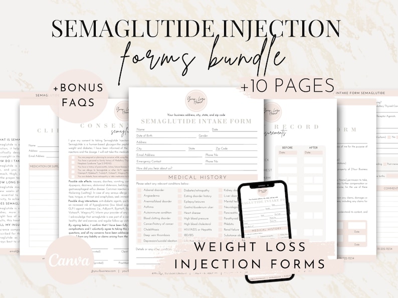 Editable Semaglutide Bundle Forms, Weight Loss Injection Consent ...