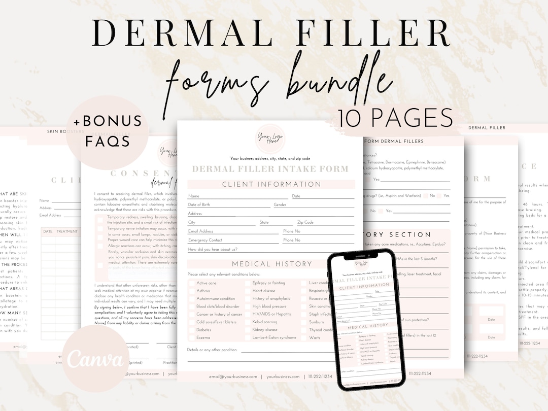 Editable Dermal Filler Consent Intake Form, Dermal Filler Pre ...
