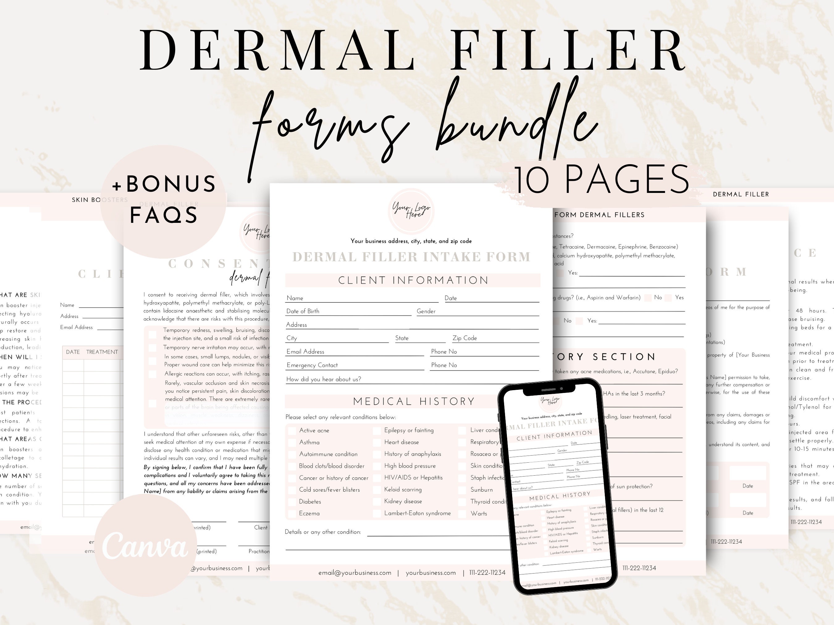 Editable Dermal Filler Consent Intake Form, Dermal Filler Pre ...