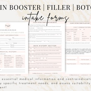 Editable Botox and Dermal Filler Consent Intake Bundle, Injectable Skin ...
