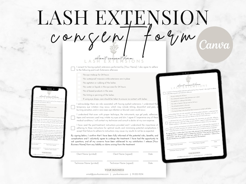 Editable Lash Consent Form, Lash Extension Consent Form, Lash Tech ...