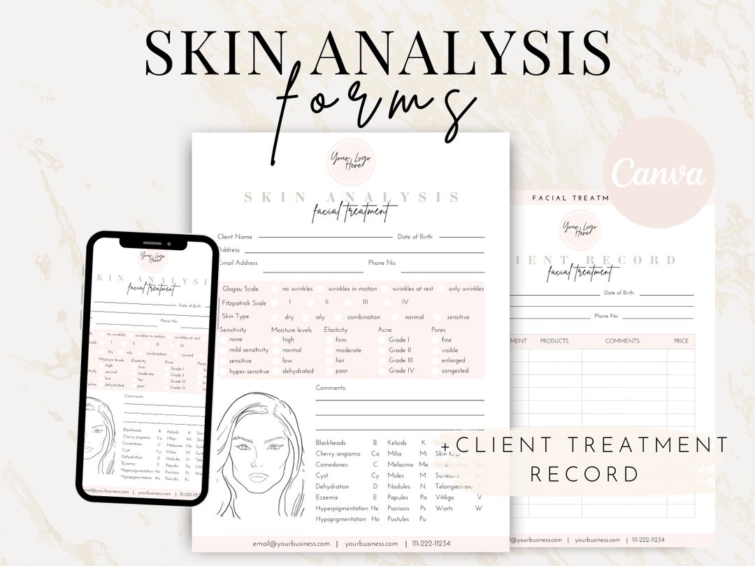 Editable Facial Skin Analysis Form, Esthetician Forms Face Mapping ...