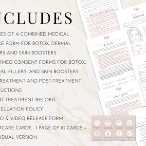 Editable Botox and Dermal Filler Consent Intake Bundle, Injectable Skin ...