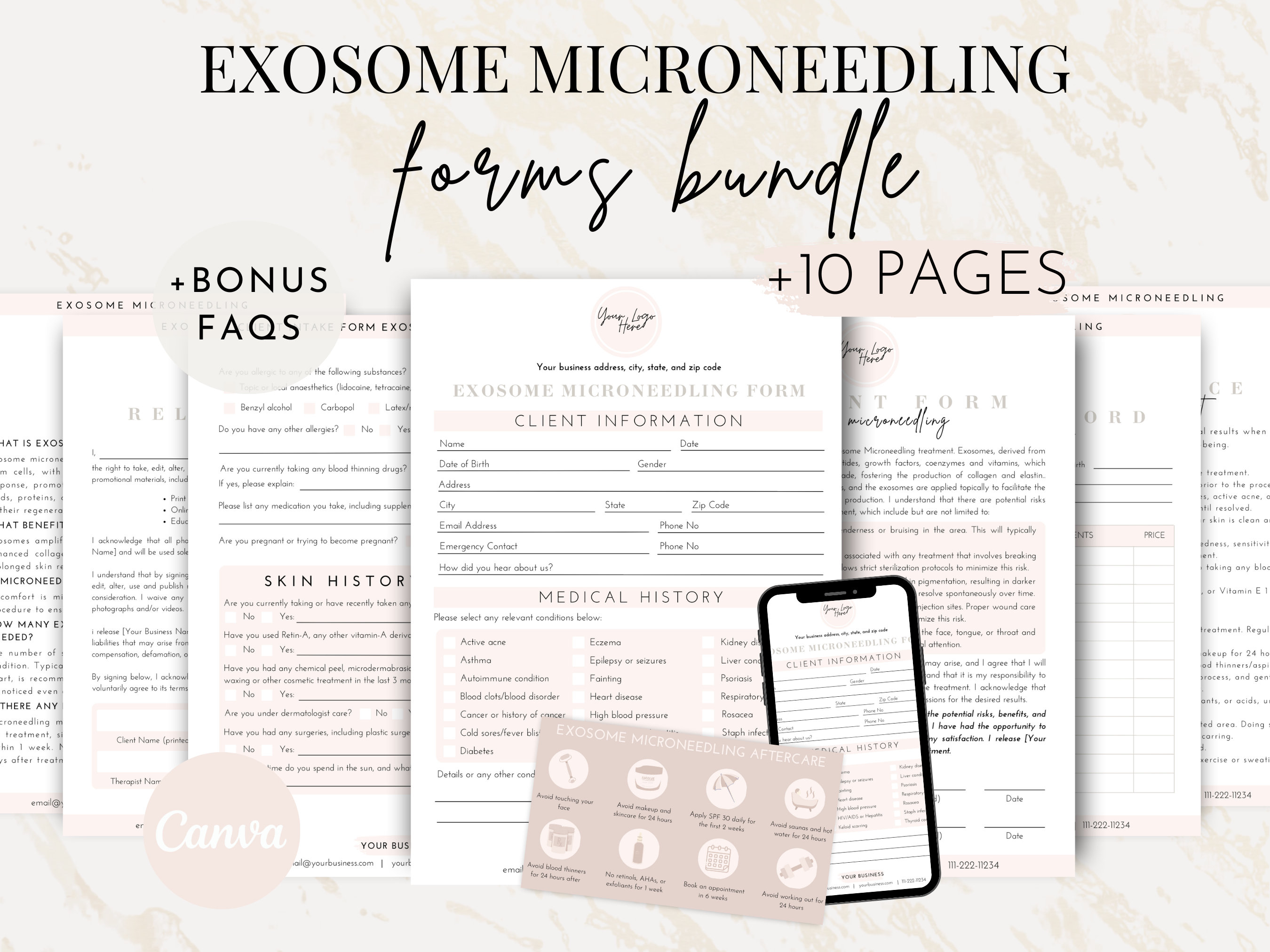 Editable Exosome Facial Microneedling Consent Forms Bundle, Exosome ...