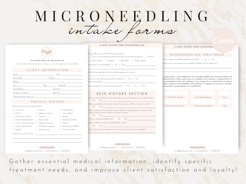 Editable Microneedling Forms Bundle, Microneedling Consent and ...