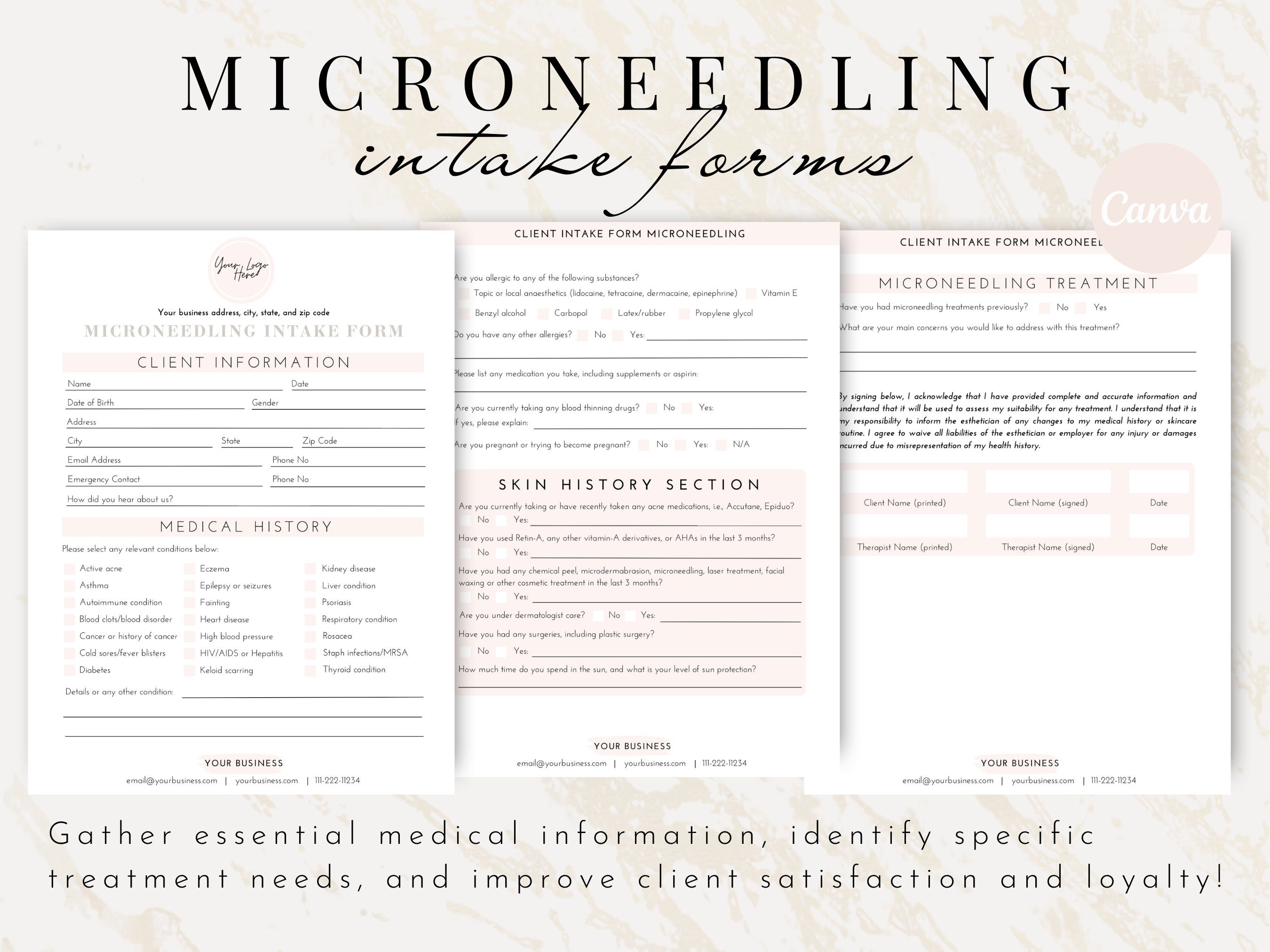 Editable Microneedling Forms Bundle, Microneedling Consent and ...