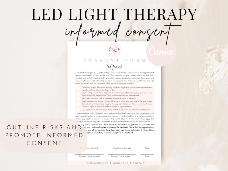 Editable LED Red Light Therapy Consent Forms, Printable Light Emitting ...