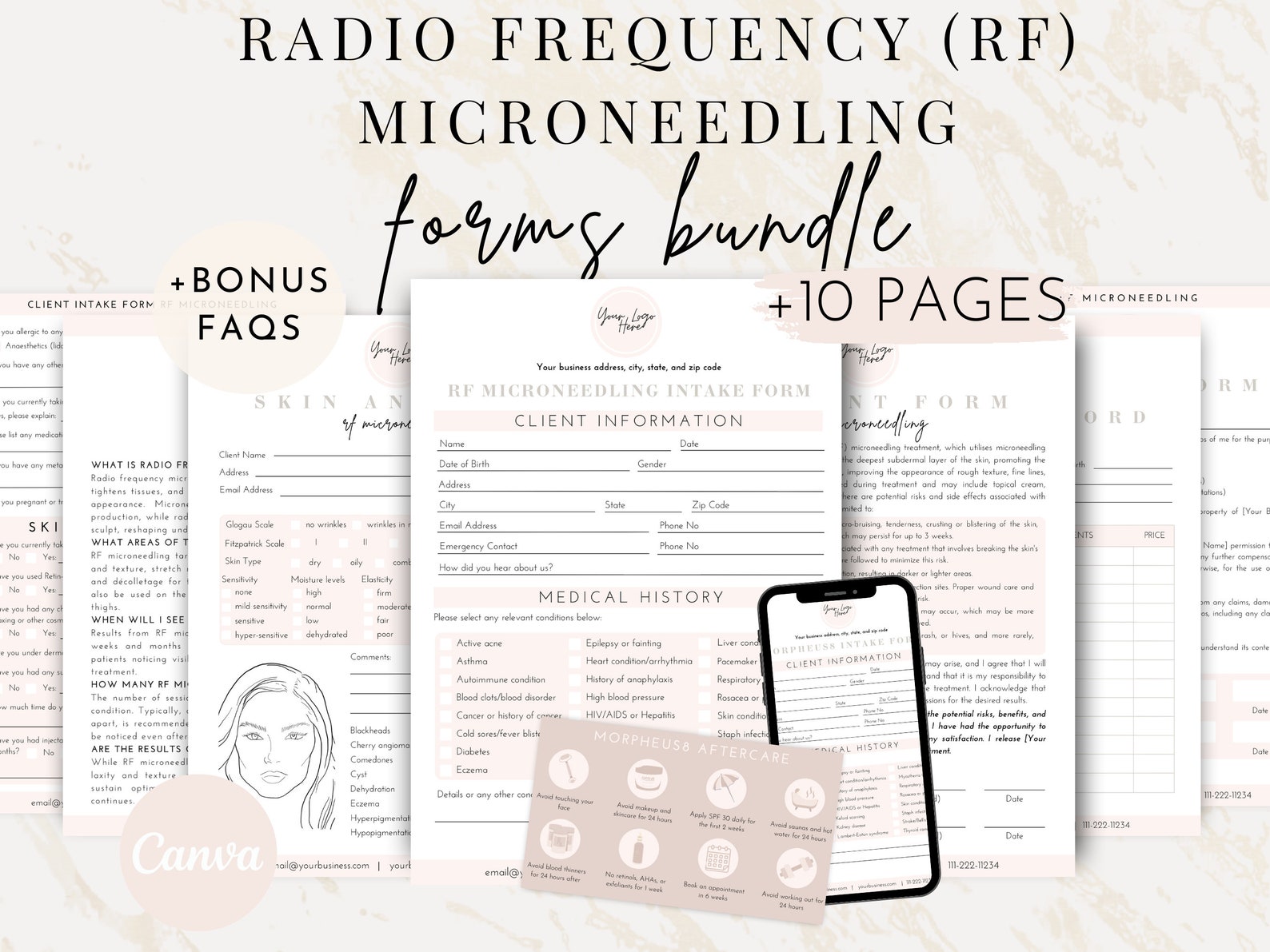 Editable Radio Frequency Microneedling Consent Bundle, RF Skin ...