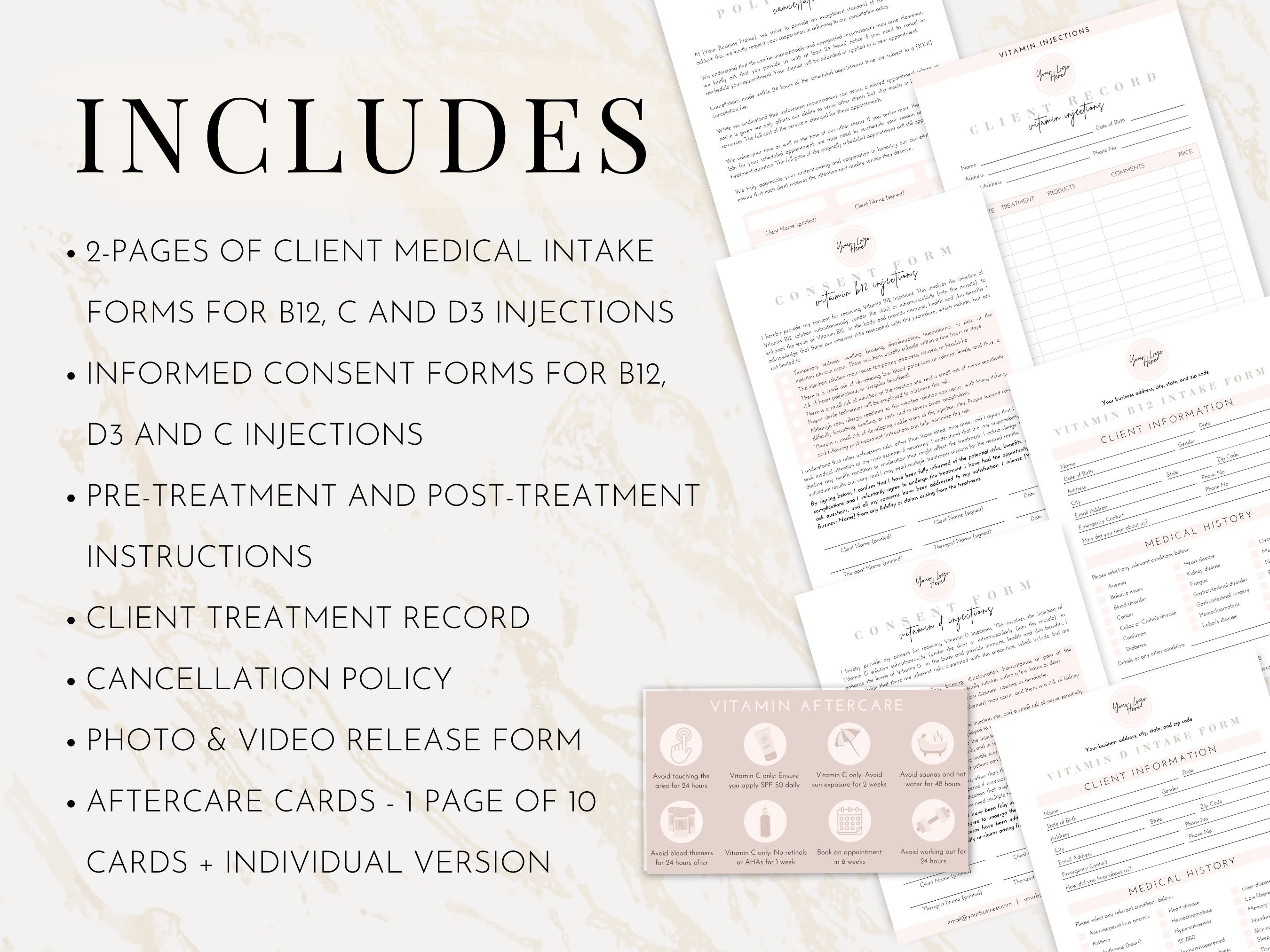 Vitamin C D3 B12 Injections Consent and Intake Forms, Vit C Vit D3 Vit ...