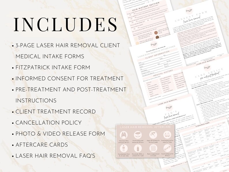 Editable Laser Hair Removal Consent Intake Forms, Printable Laser Hair ...