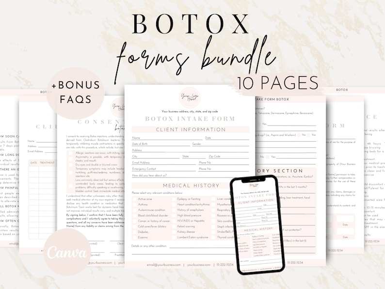 Editable Botox Neurotoxin Consent Intake Form, Botox Pre Aftercare ...