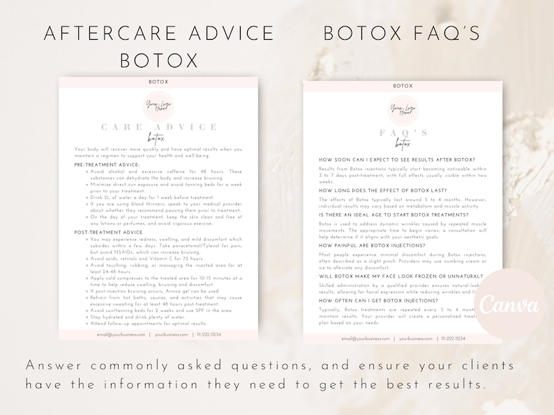 Editable Botox Neurotoxin Consent Intake Form, Botox Pre Aftercare ...