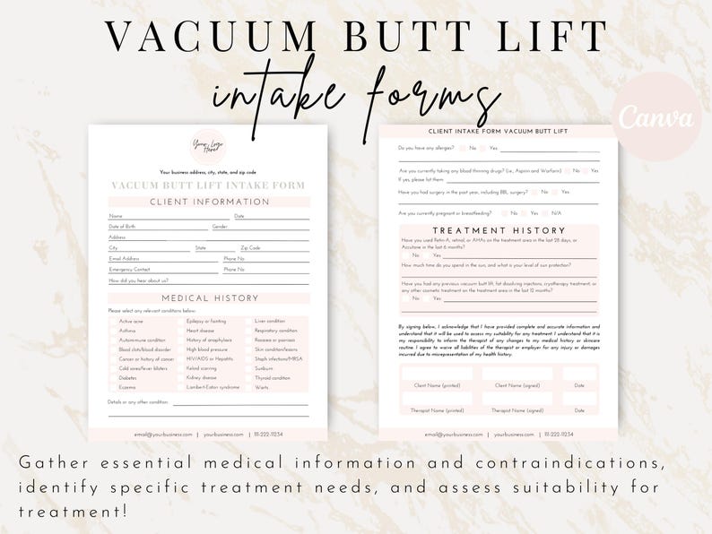 Editable Vacuum Butt Lift Therapy Consent Forms, Printable Vacuum ...